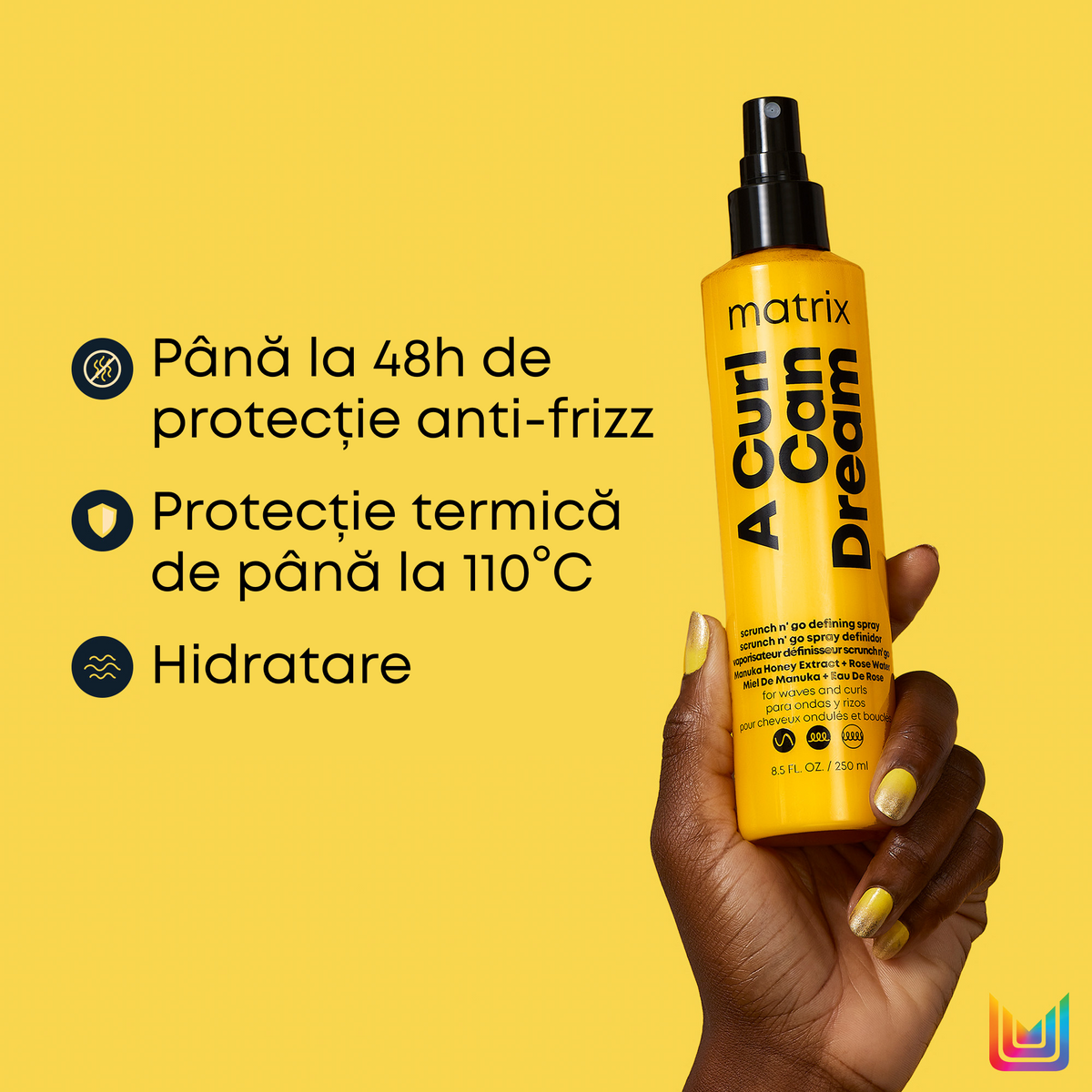 Set Matrix A Curl Can Dream - Crema 500ml + Spray 250ml + Ulei 150ml P ...
